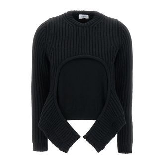Off-white Cut-out Rundhals-Strickware - - Knitwear - Damen - Schwarzk - M