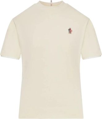 Moncler Logo Baumwoll-T-Shirt - - Tops - Herren - Beige - XS