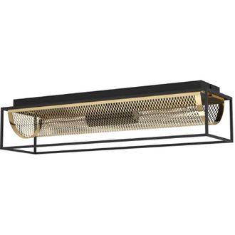 Eglo Plafond nohales acier noir, laiton e27 2x40w l: 64 cm b: 17cm h: 14,5 cm