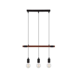 Corep Corep - Suspension Lodge Bois Et M&eacute;tal 3 Lampes