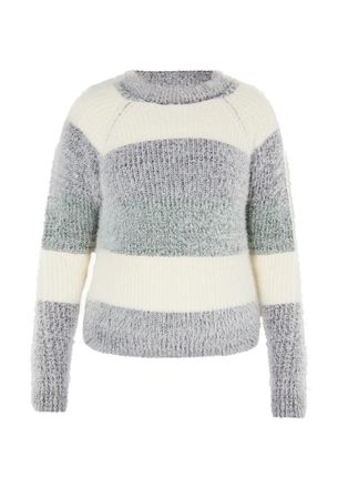 Mymo Strickpullover Damen Creme Mehrfarbig