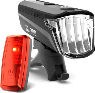 B&uuml;chel Fahrradlicht - BL 300 I StVZO zugelassen I Bis zu 13h Leuchtdauer I 30/15 LUX Leuchtst&auml;rke - Inkl. Batterien I fahrrad lichter led set, fahrradlicht v