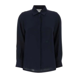 Max Mara Geranio Crepe de Chine Hemd - - Blouses & Shirts - Damen - Blau - XS