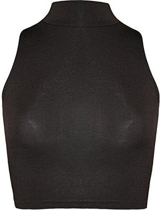 WearAll Débardeur Court avec Un col roulé - Hauts - Femmes - Brun Foncé - 40-42