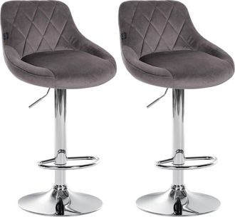 Clp Lot de 2 tabourets de bar Lazio velours Gris Chrome