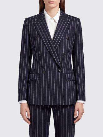 Max Mara Blazer crois&eacute; &agrave; fines rayures en laine vierge m&eacute;lang&eacute;e et coupe slim