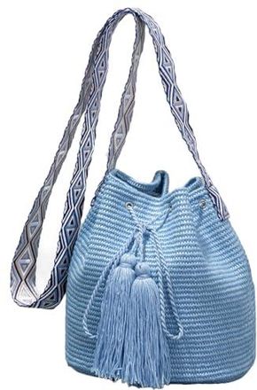 Generic Sac &agrave; boucle pour femme, sac de plage en paille, sac bandouli&egrave;re en paille, sac fourre-tout, vacances d&eacute;t&eacute; 2025