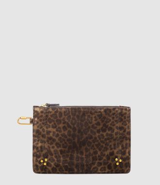 Jerome Dreyfuss Pochette Popoche M Imprim&eacute; L&eacute;opard Kaki