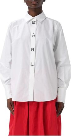 Karl Lagerfeld Femme, Blouses et Chemises, Blanc, Taille: 40 FR Chemise Logo