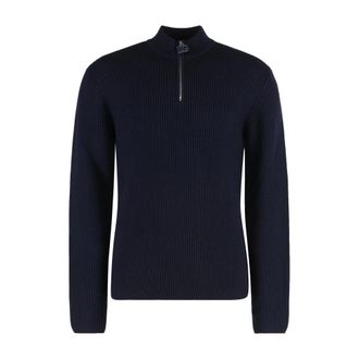 Dolce & Gabbana Gerippter Mock Neck-Pullover mit Viertelrei&szlig;verschluss - - Knitwear - Herren - Blau - M