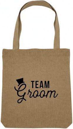 Fabulous Sac Shopping Tote Bag Aspect Lin - Team Groom Chapeau Mariage Mari&eacute; Gentleman - Sac de Courses Toile Epaisse 360g Beige Naturel Cabas Port&eacute; Epaule Sol