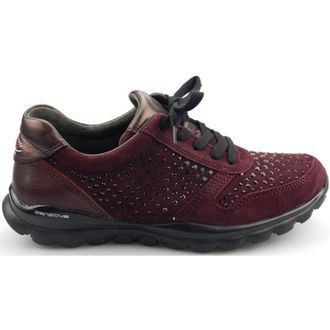 Gabor Rollingsoft Sensitive Merlot Rote Leder-Wildleder-Sneakers - - Shoes - Damen - Rot - 37 1/2 EU