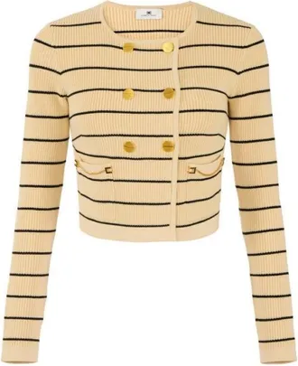 Elisabetta Franchi Femme, Pulls, Beige, Taille: 42 FR Cardigan en maille