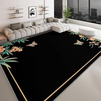 Generic Tapis pour Salon Antid&eacute;rapant 120 x 170 cm, Tapis Lavables &agrave; Poils Courts Minimaliste Floral &Eacute;l&eacute;gant Papillon pour Cuisine Salle &agrave; Manger Bureau et Ch