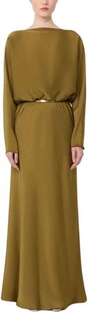 Max Mara Femme, Robes, Vert, Taille: 44 FR Robe l&eacute;g&egrave;re en satin