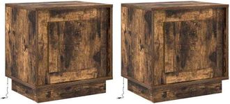 vidaXL Nachttisch 2 pcs R&auml;uchereiche 44 x 34.5 x 45 cm Holzwerkstoff Vidaxl