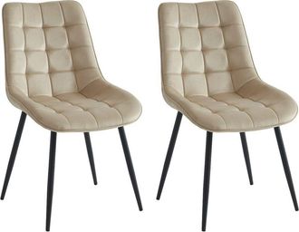 Vente-Unique Vente-unique - Lot de 2 chaises matelass&eacute;es - Velours et m&eacute;tal noir - Beige - ollua