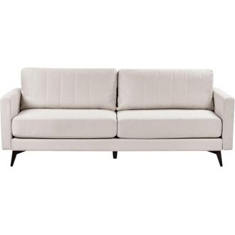 Beliani Beliani - Canap&eacute; 3 Places Moderne en Tissu Salon Bureau Pieds en M&eacute;tal Beige Clair Mala
