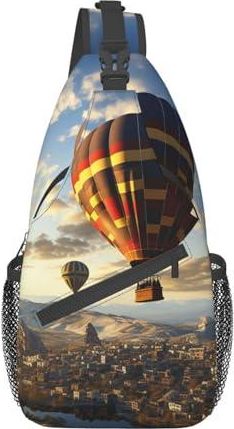 Generic Mode Sacoche Bandouliere Tour du ballon imprimé Sling Bag Casual,Réglable Sac à Dos Militaire pour école Homme Cyclisme