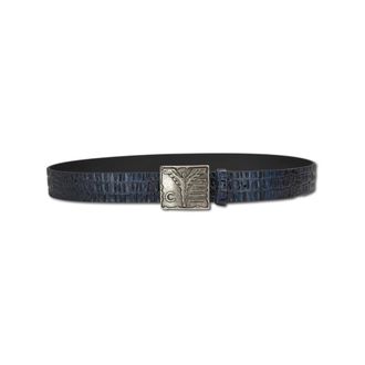 Carlo Colucci Lederg&uuml;rtel mit Kroko-Pr&auml;gung - - Accessories - Herren - Blau - 95 CM
