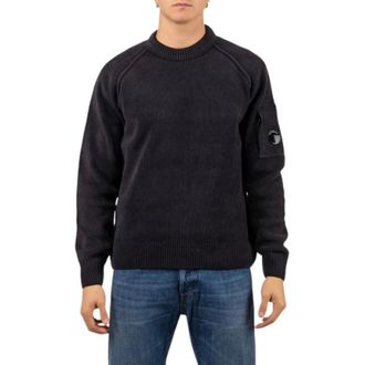 C.P. Company C.p. Company - Pull-over en chenille &agrave; col rond - Homme - Pulls - Bleu - Taille: S