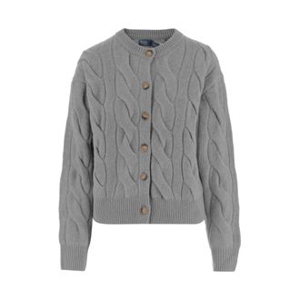 Polo Ralph Lauren Braided Cardigan - - Knitwear - Damen - Grau - XL