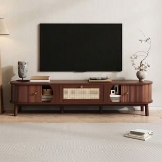 Generic Moderner TV-St&auml;nder - T&uuml;ren und Schubladen aus Rattan - nat&uuml;rliche Aufbewahrungsl&ouml;sung f&uuml;r eine l&auml;ndliche Atmosph&auml;re