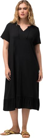 Ulla Popken Damen Jersey-Midikleid Kleid, Schwarz, 42-44