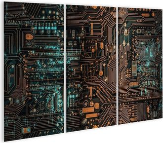 Islandburner Bild auf Leinwand Mikrochip Verschaltung Technologie Platine Muster Bilder Wandbilder Poster