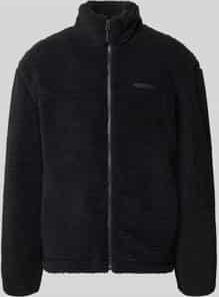 Review Fleecejacke mit Label-Detail und Rei&szlig;verschluss