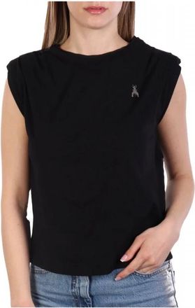 Patrizia Pepe Femme, Tops, Noir, Taille: 38 FR T-shirt sans manches en coton