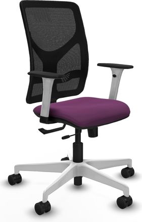 Piqueras y Crespo Violetter Schreibtischstuhl mit wei&szlig;en und schwarzen Armlehnen, h&ouml;henverstellbare Lendenwirbelst&uuml;tze, ausgestattet mit Syncro/Traslack und Schneidesch