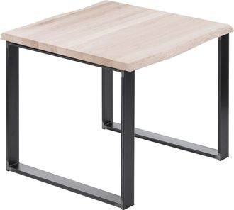 Lamofootwear Manufaktur Esstisch Küchentisch Schreibtisch Couchtisch aus Massivholz, mit Baumkante 60x60x76 cm (AxBxH), Modern, Roh/Rohstahl mit Klarlack, LBB-01-A