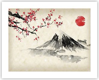 Arttor Poster ohne Rahmen Deko 50x40cm Aquarell asiatisch Landschaft Wandposter Art Prints Wanddeko Bild Wand Kunstdruck Wandbilder Dekoration Wohnzimmer Sch