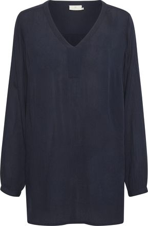 Kaffe Tunika Amber Damen Tunika Amber Langarm V Ausschnitt Shirt Casual Basic 38, Midnight Marine