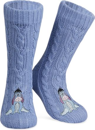 Disney Kuschelsocken Damen Teenager Gr&ouml;&szlig;e 35-41, Flauschig Rutschfest ABS Stoppersocken, Geschenke f&uuml;r Frauen (Lila Eeyore)