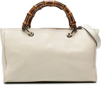 Gucci sac à bandoulière Bamboo Shopper médium (2016-2025) - Blanc
