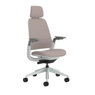 Steelcase Series 1 Ergonomischer Bürostuhl mit LiveBack Lumbalstütze, 4D-Armlehnen, anpassbarer Kopfstütze Gedämpftes Mauve, 66 x 64 x 114