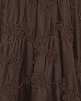 Rotate Floral-Embroidered Voluminous Skirt - Brown