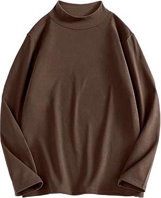 Generic Chemise thermique pour femme 200 g double velours allemand plus épais chaud col mi-haut automne/hiver coréen coupe ajustée t-shirt en laine pour cours