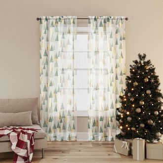 No. 918 Balsam Vorhang mit Weihnachtsbaum, durchscheinend, 94 x 213,4 cm, Kieferngrün