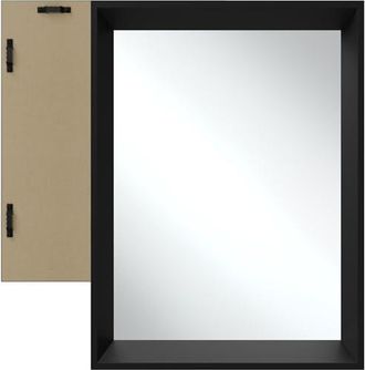 TecTake Miroir Mural rectangulaire avec Cadre Noir en Plastique 40x60cm Miroir Design Moderne Miroir Industriel pour Décoration Chambre Salon Entrée Salle de 