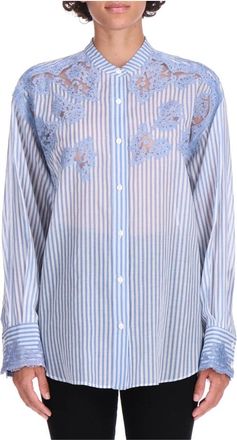 Ermanno Scervino Femme, Blouses et Chemises, Bleu, Taille: 44 FR Chemise ray&eacute;e