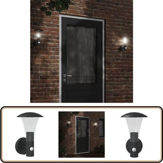 vidaXL Vidaxl - Applique murale dextérieur avec capteur noir acier inoxydable - Applique Murale Exterieure - Éclairage Exterieur - Luminaire Mural