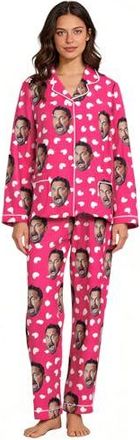 Generic Ensemble de pyjama personnalis&eacute; pour femme avec photo - Impression personnalisable de famille et danimaux domestiques, manches longues en soie de lait