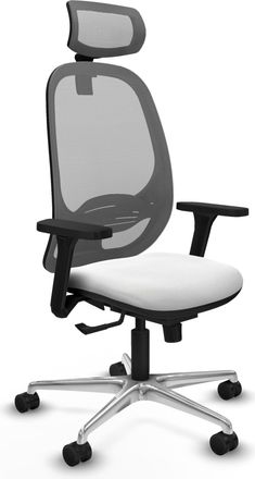 Piqueras y Crespo Cilanco Kundendienststuhl mit 3D-Armen, h&ouml;henverstellbare Lendenwirbelst&uuml;tze und h&ouml;henverstellbares Kopfteil, Grau/Wei&szlig;