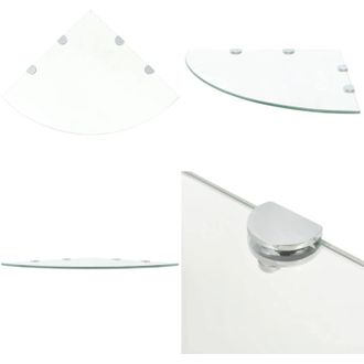vidaXL Vidaxl - tag&egrave;re de coin et supports chrom&eacute;s Verre transparent 45x45 cm - &Eacute;tag&egrave;re Murale - &Eacute;tag&egrave;re Dangle - Rangement Mural - D&eacute;coration Murale