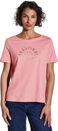 Street One Damen A323170 T-Shirt mit Wording, Blush Peach, 38
