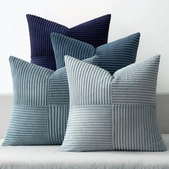 Miulee Lot de 4 Housses de Coussin 40x40 Housse Coussin en Velours C&ocirc;tel&eacute; D&eacute;corative Souple Coussin de Canap&eacute; Moderne Coussin D&eacute;coratif Salon Chambre &agrave; Couch