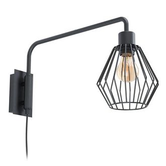 Eglo Wandlampe Tabillano 1, 1 flammige Wandleuchte Vintage, Industrial, Retro, Wandleuchte innen aus Stahl, Wohnzimmerlampe, Flurlampe in Schwarz, E27 Fass